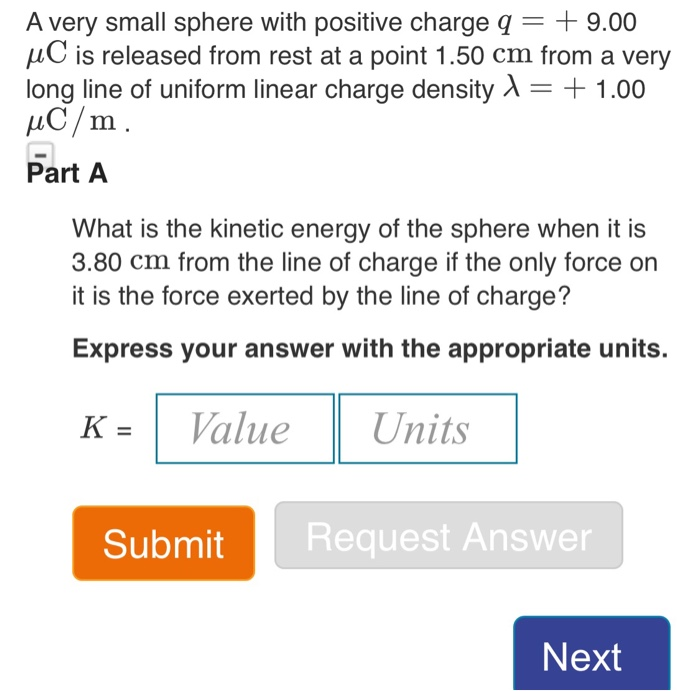 Solved A very small sphere with positive charge q 9.00 C is | Chegg.com