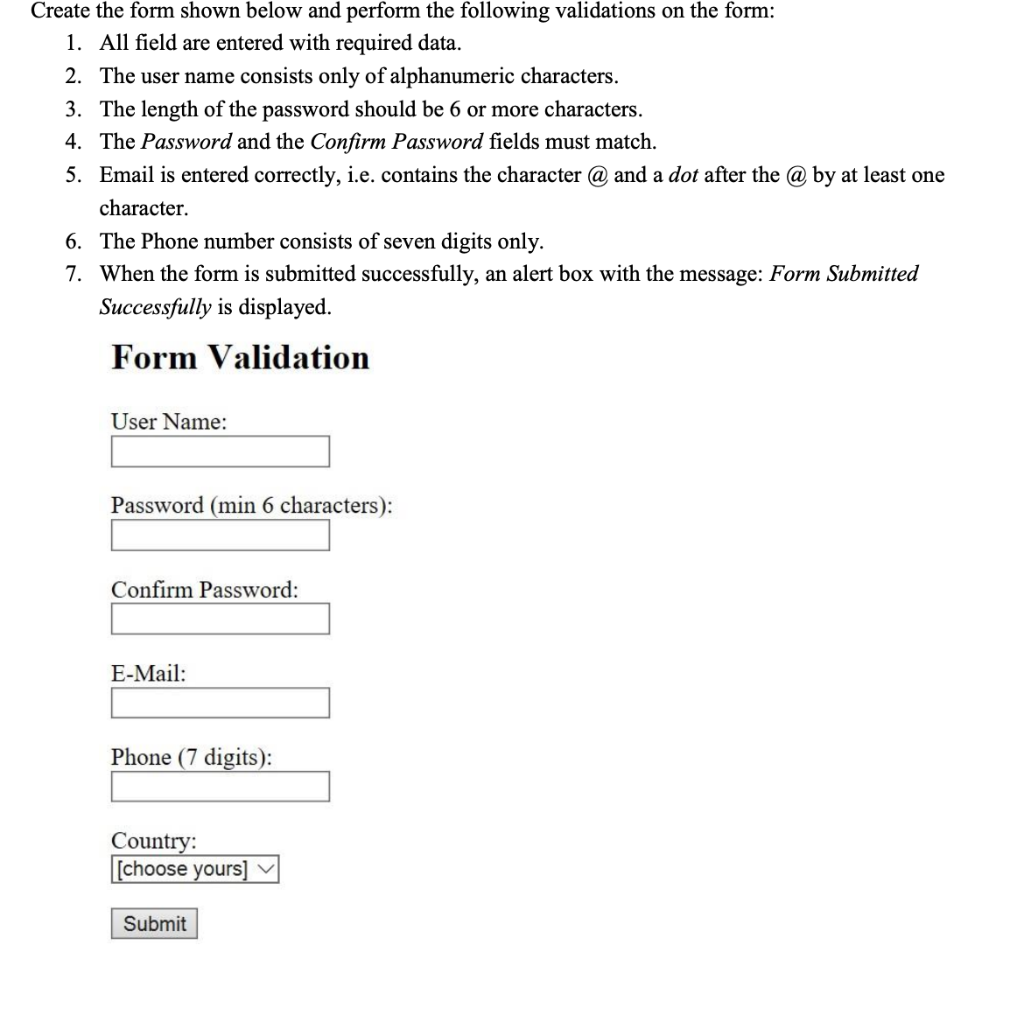 Solved Create the form shown below and perform the following | Chegg.com