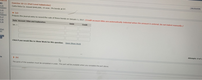 Solved Exercise 10-11 (Part Level Submission) Carla Vista | Chegg.com