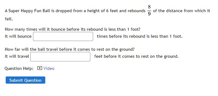 Solved A Super Happy Fun Ball is dropped from a height of 6 | Chegg.com