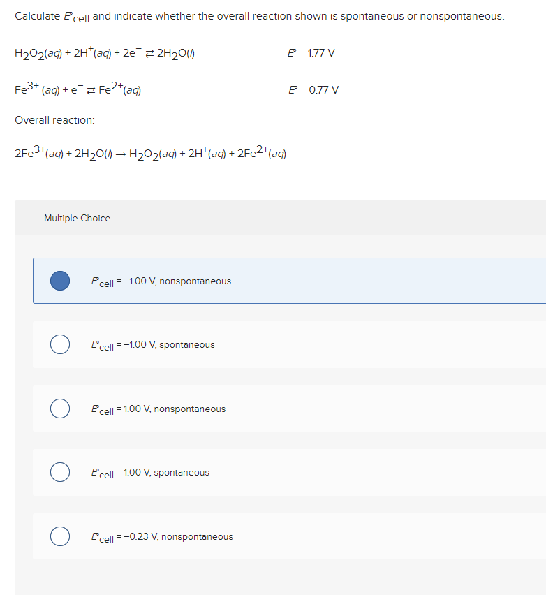 Solved Calculate Ecell and indicate whether the overall | Chegg.com