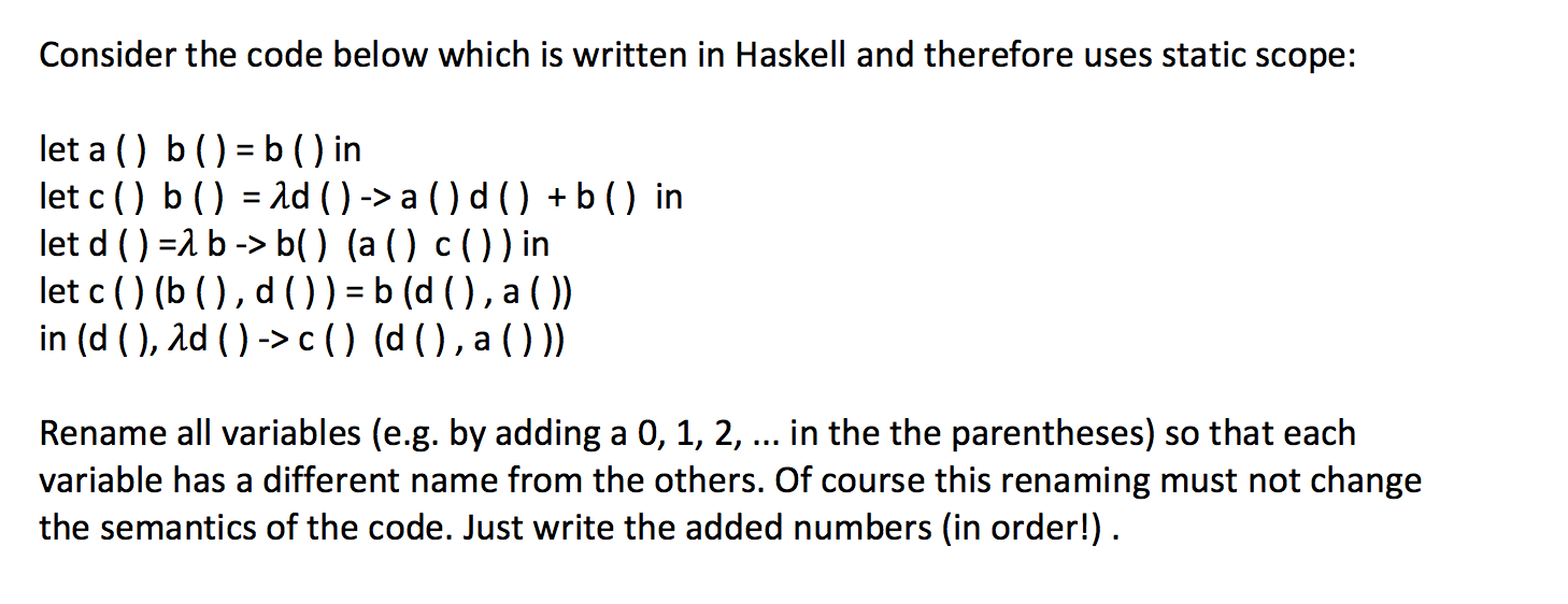 Solved Consider the code below which is written in Haskell | Chegg.com