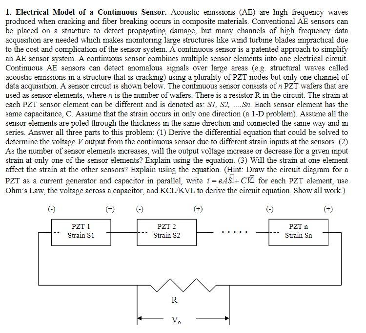 Solved 1. Electrical Model of a Continuous Sensor. Acoustic | Chegg.com