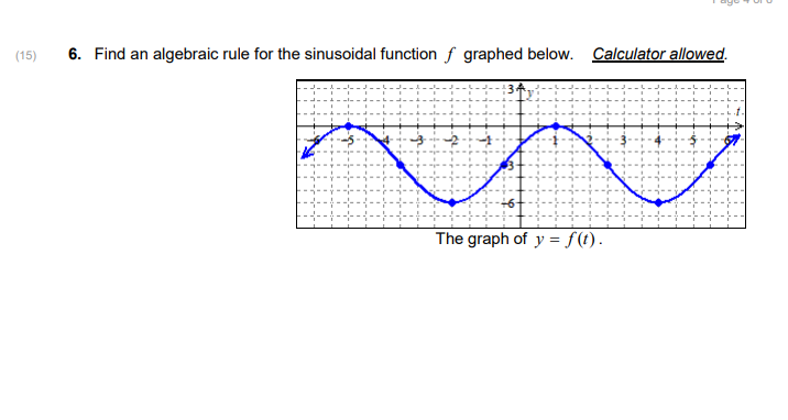 Solved (15) 6. Find an algebraic rule for the sinusoidal | Chegg.com