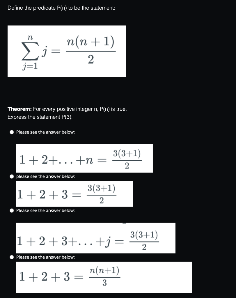 Solved Define the predicate P(n) to be the statement: п | Chegg.com