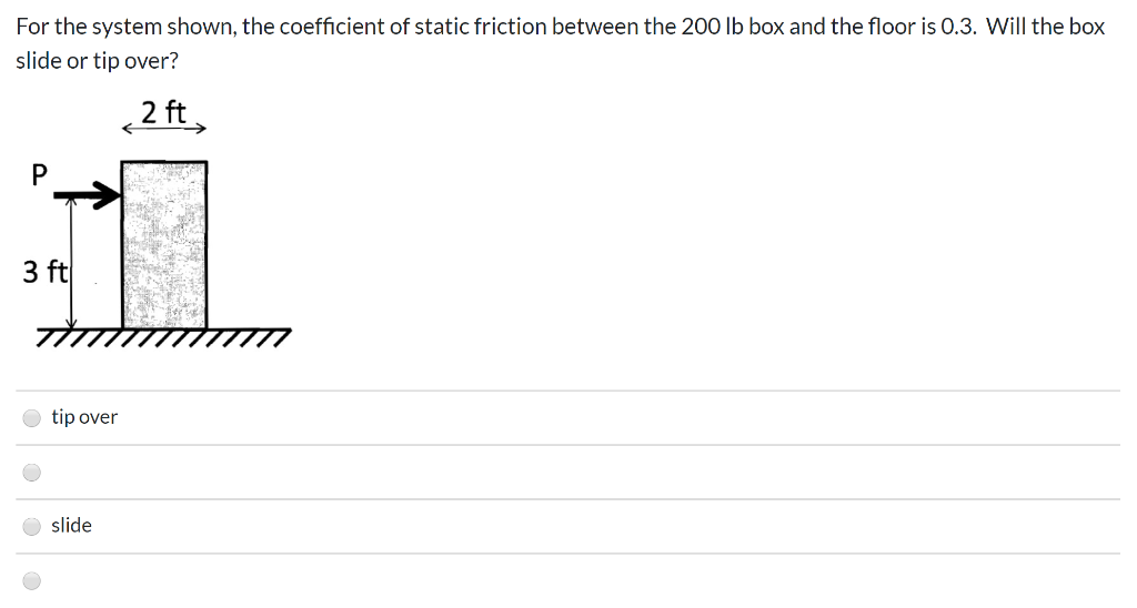 Solved For the system shown, the coefficient of static | Chegg.com