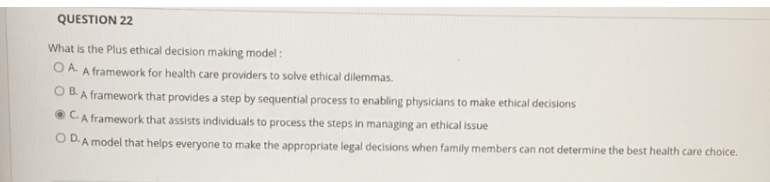 Solved QUESTION 22 What is the Plus ethical decision making | Chegg.com