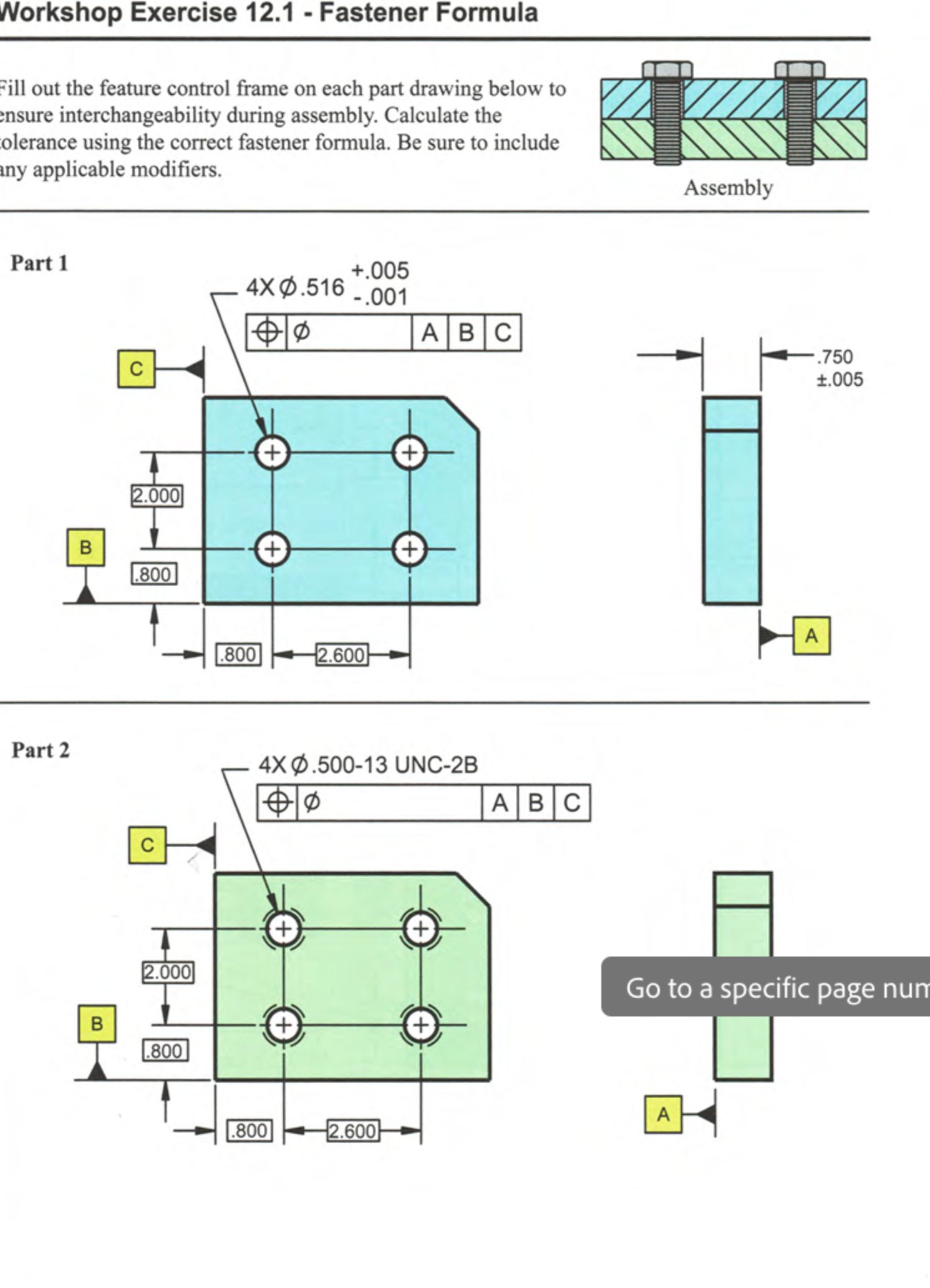 Fill out the feature control frame on each part | Chegg.com