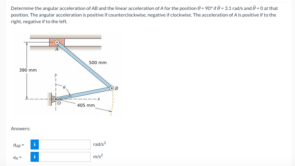 Solved Determine the angular acceleration of AB and the | Chegg.com