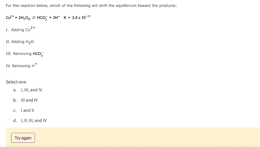 Solved For the reaction below, which of the following will | Chegg.com