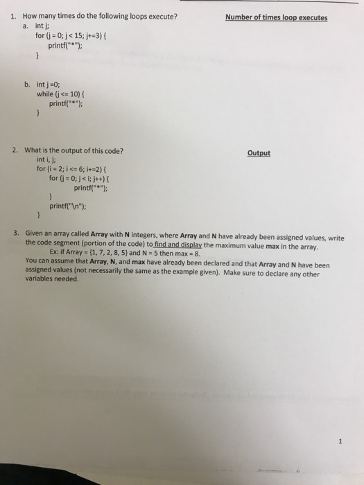 Solved How many times do the following loops execute? a. int | Chegg.com