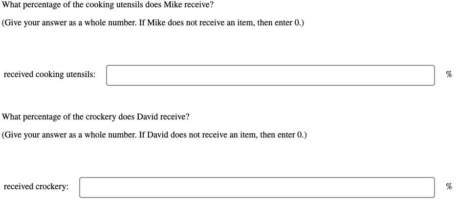 Solved David and Mike divide household items. Use the | Chegg.com