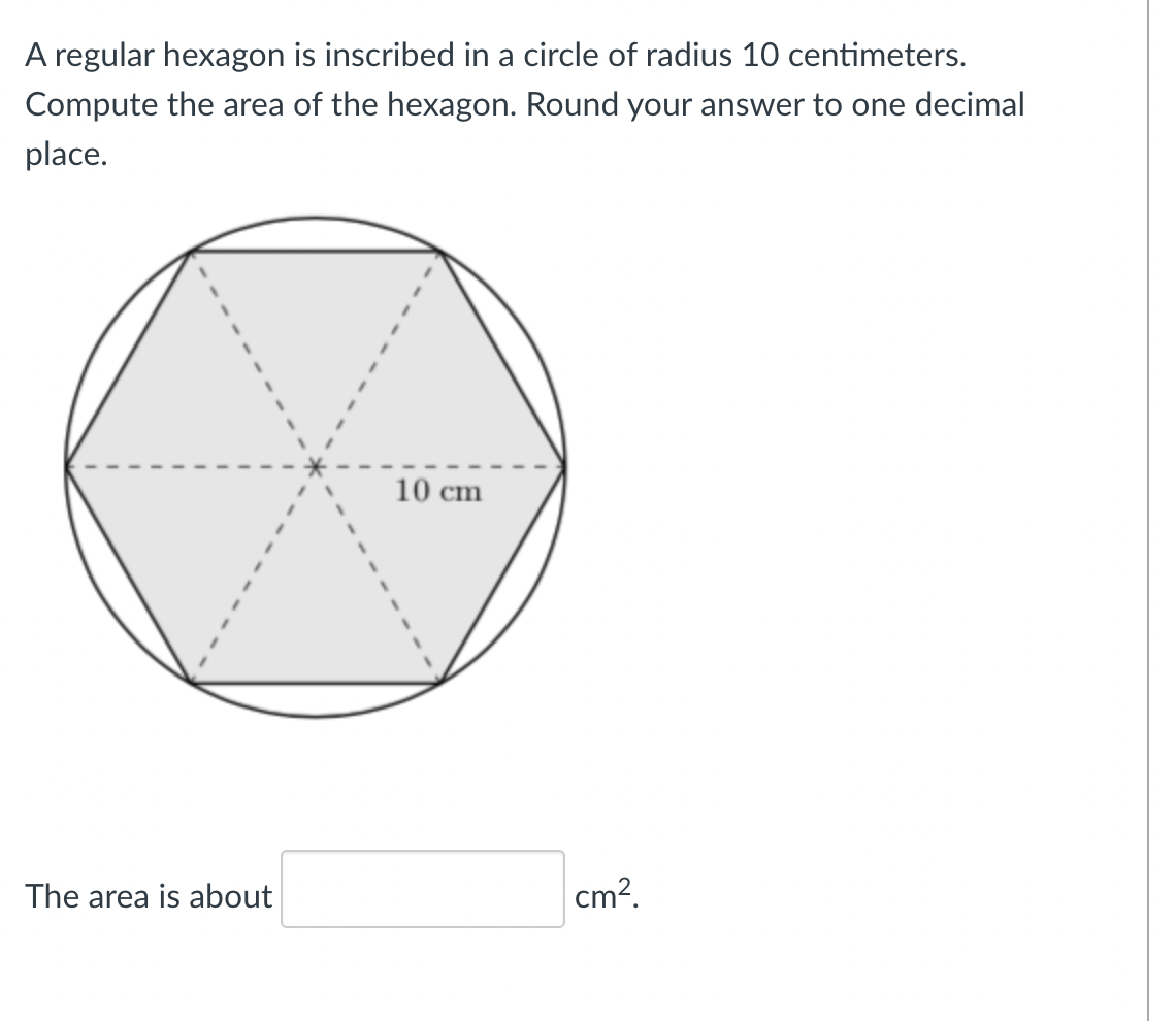 Solved A regular hexagon is inscribed in a circle of radius | Chegg.com