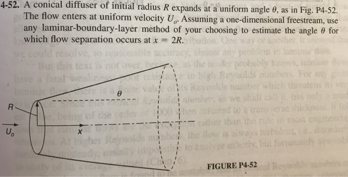 Solved conical diffuser of initial radius R expands at a | Chegg.com