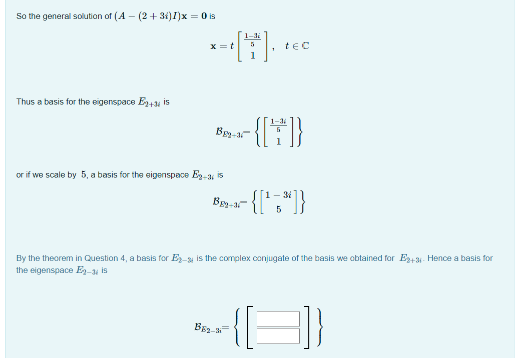 Solved 1 2 Example: Let A = -5 3 One complex eigenvalue of | Chegg.com