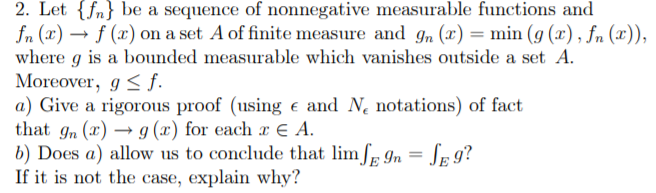 Solved 2. Let {fn} be a sequence of nonnegative measurable | Chegg.com