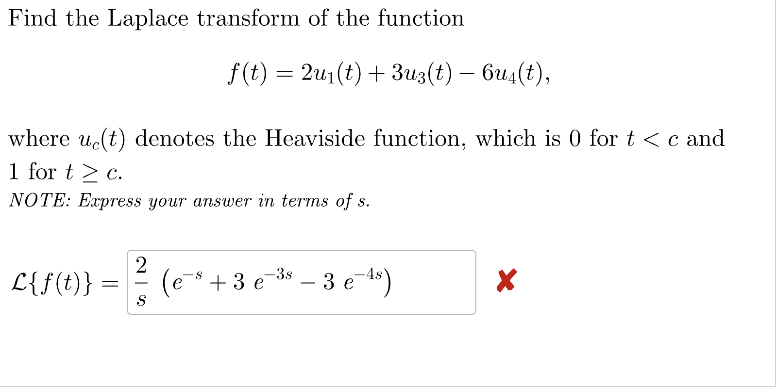 Solved Find the Laplace transform of the function | Chegg.com