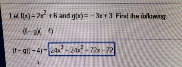 Solved Let fx) -2x +6 and g(x)3x +3. Find the following | Chegg.com