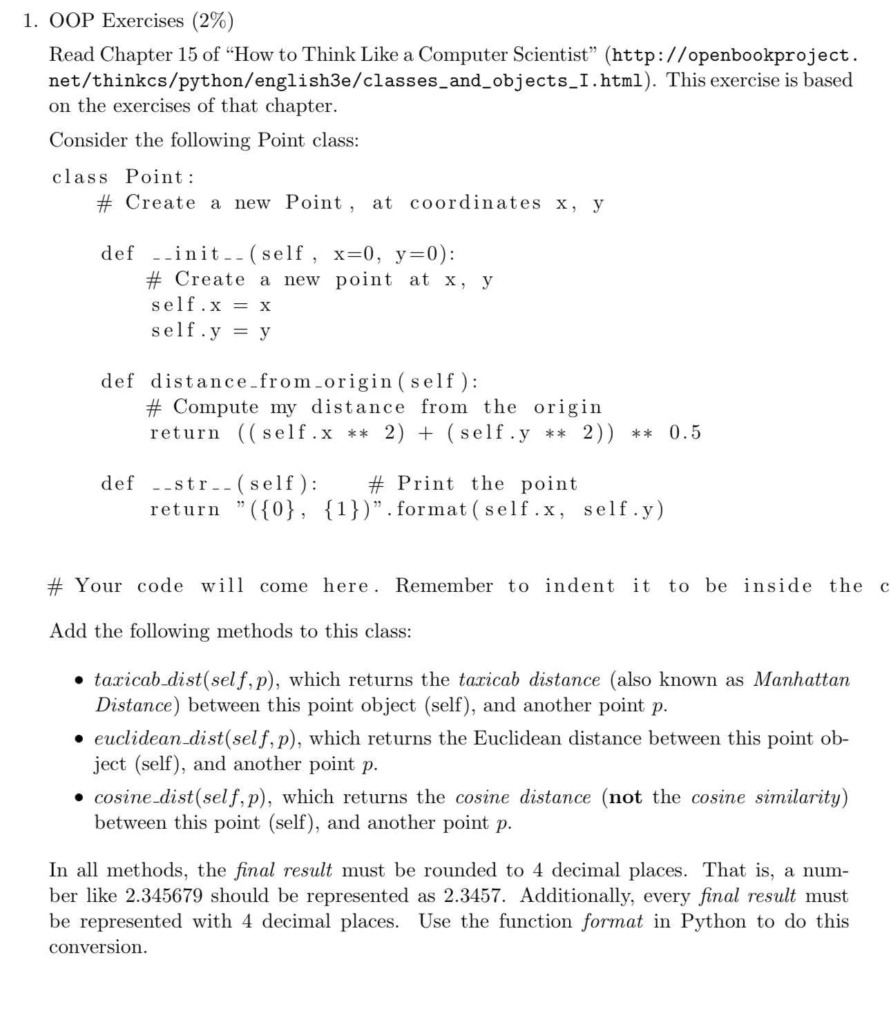 Solved OOP Exercises (2%)Read Chapter 15 ﻿of "How to Think | Chegg.com