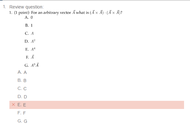 Solved Review question: 1. (1 point) For an arbitrary vector | Chegg.com