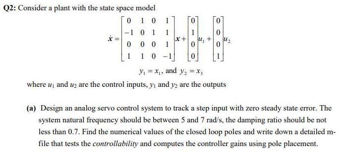 Solved Analog servo control system to track a step input | Chegg.com