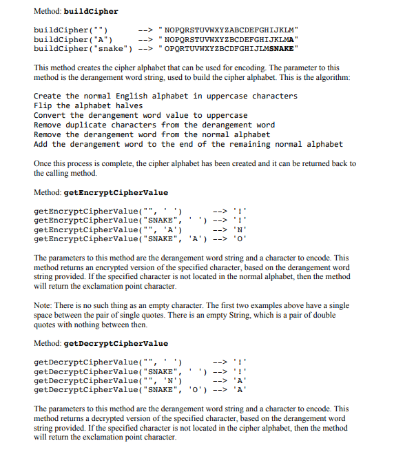 Solved --> -> Method: buildcipher buildCipher("") --> | Chegg.com