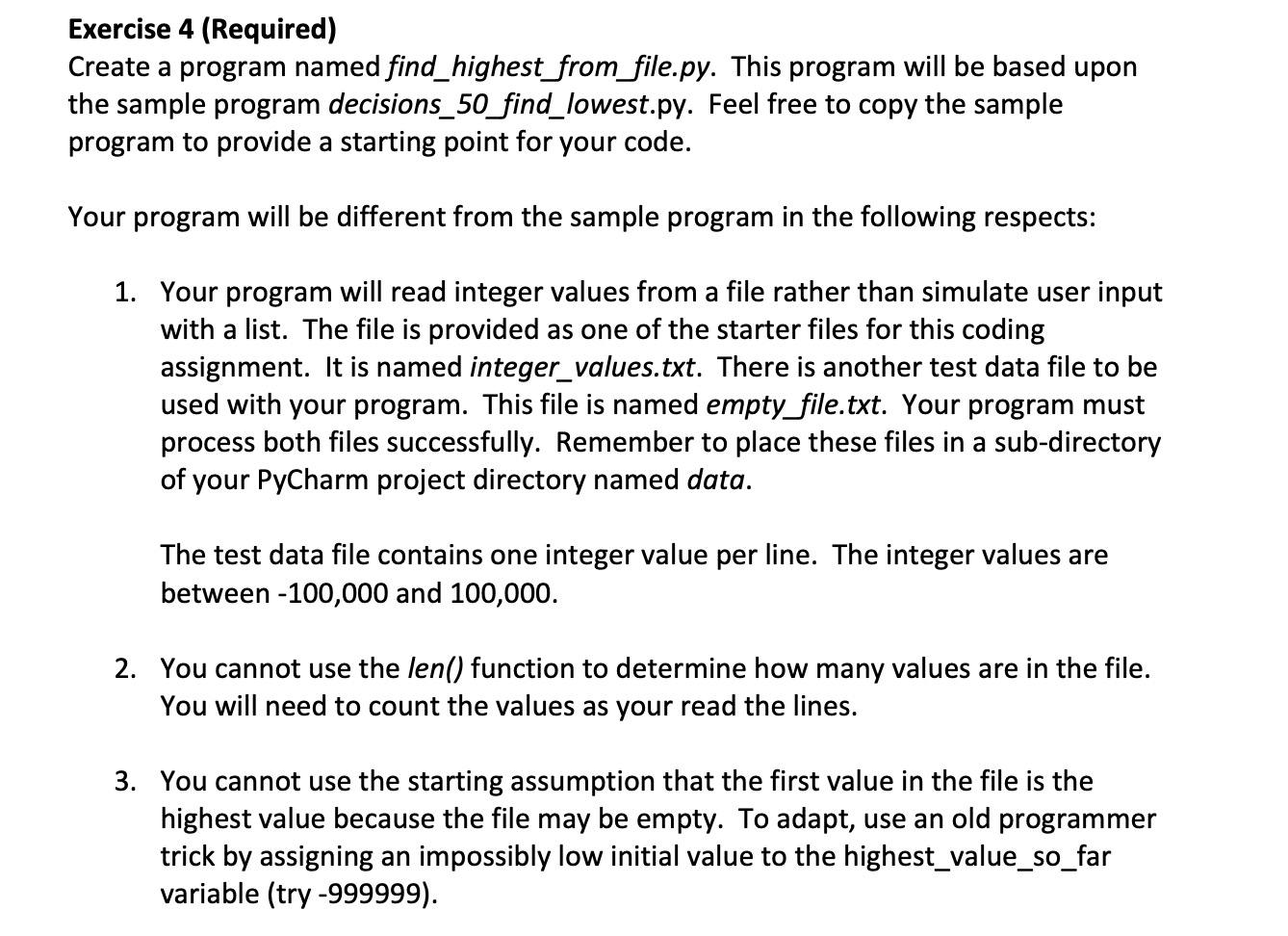 Solved Exercise 4 (Required) Create a program named | Chegg.com