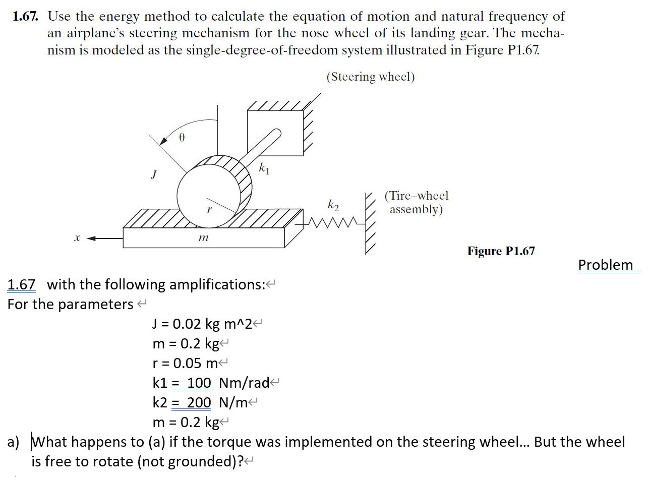Solved 1.67. Use the energy method to calculate the equation | Chegg.com