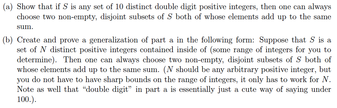 Solved (a) Show that if S is any set of 10 distinct double | Chegg.com