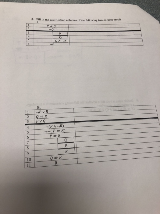 Solved 3. Fill in the justification columns of the following | Chegg.com