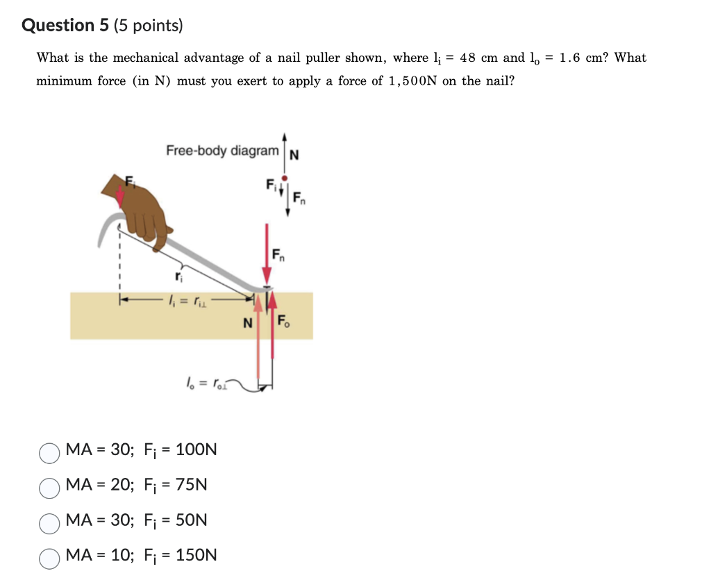 Solved What is the mechanical advantage of a nail puller | Chegg.com