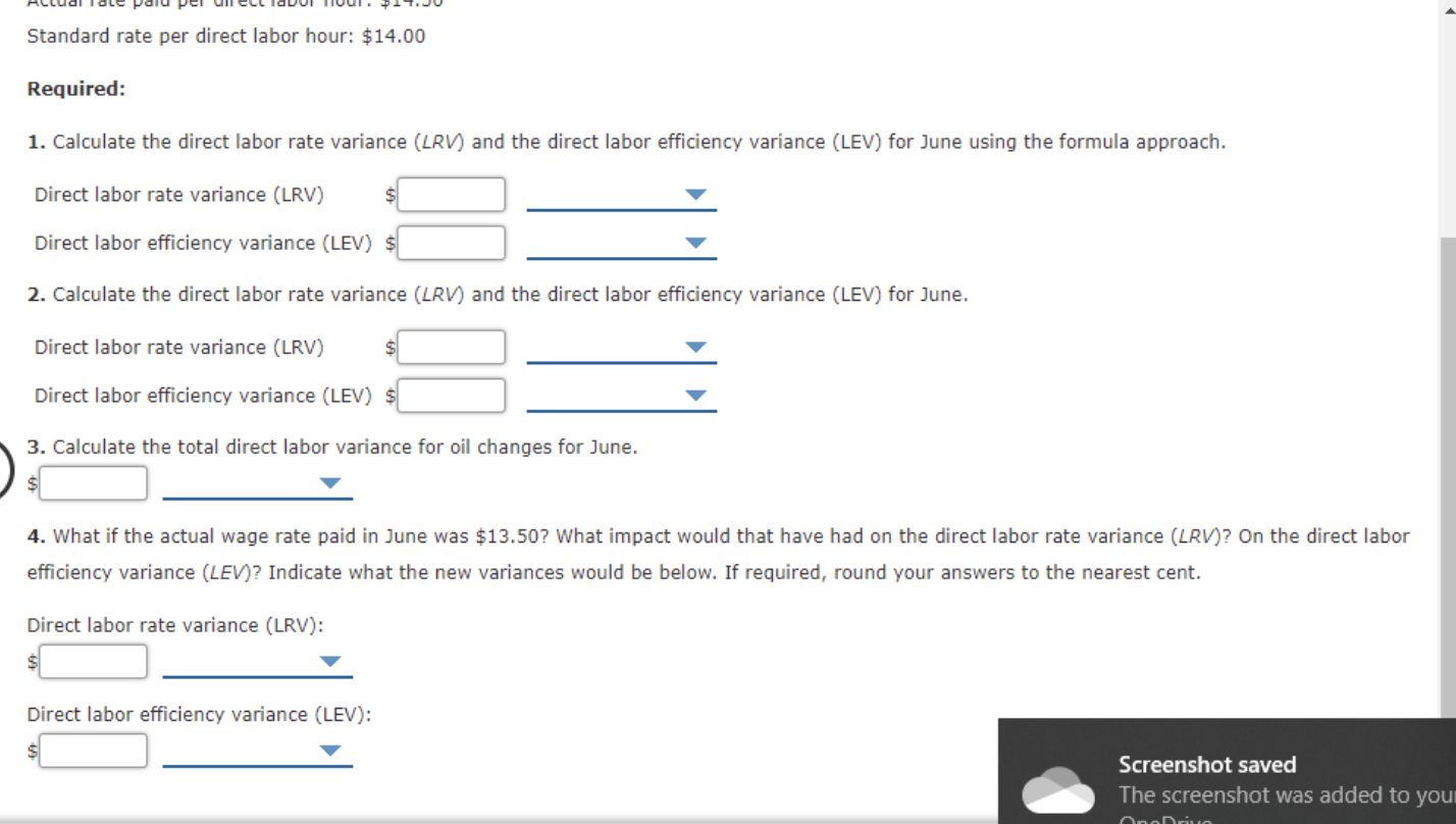 Solved Calculating the Direct Labor Rate Variance and the | Chegg.com