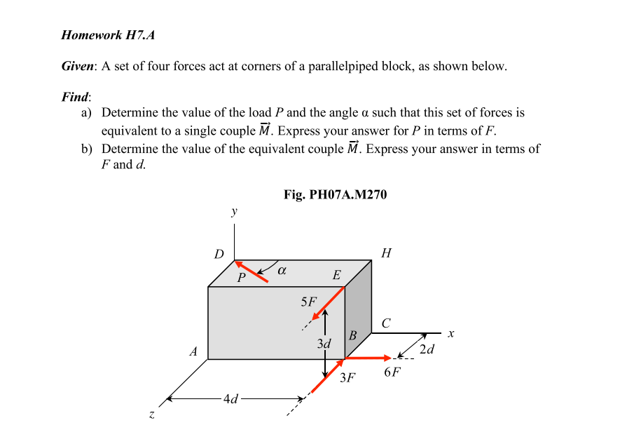 Solved Given: A set of four forces act at corners of a | Chegg.com