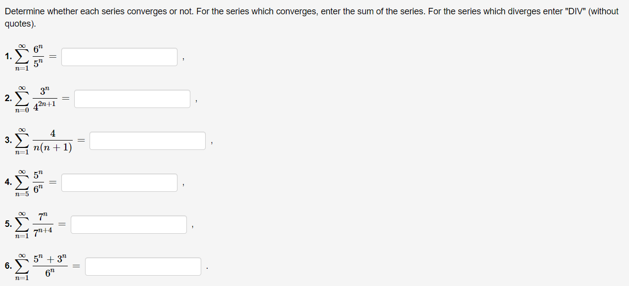 Determine whether each series converges or not. For | Chegg.com