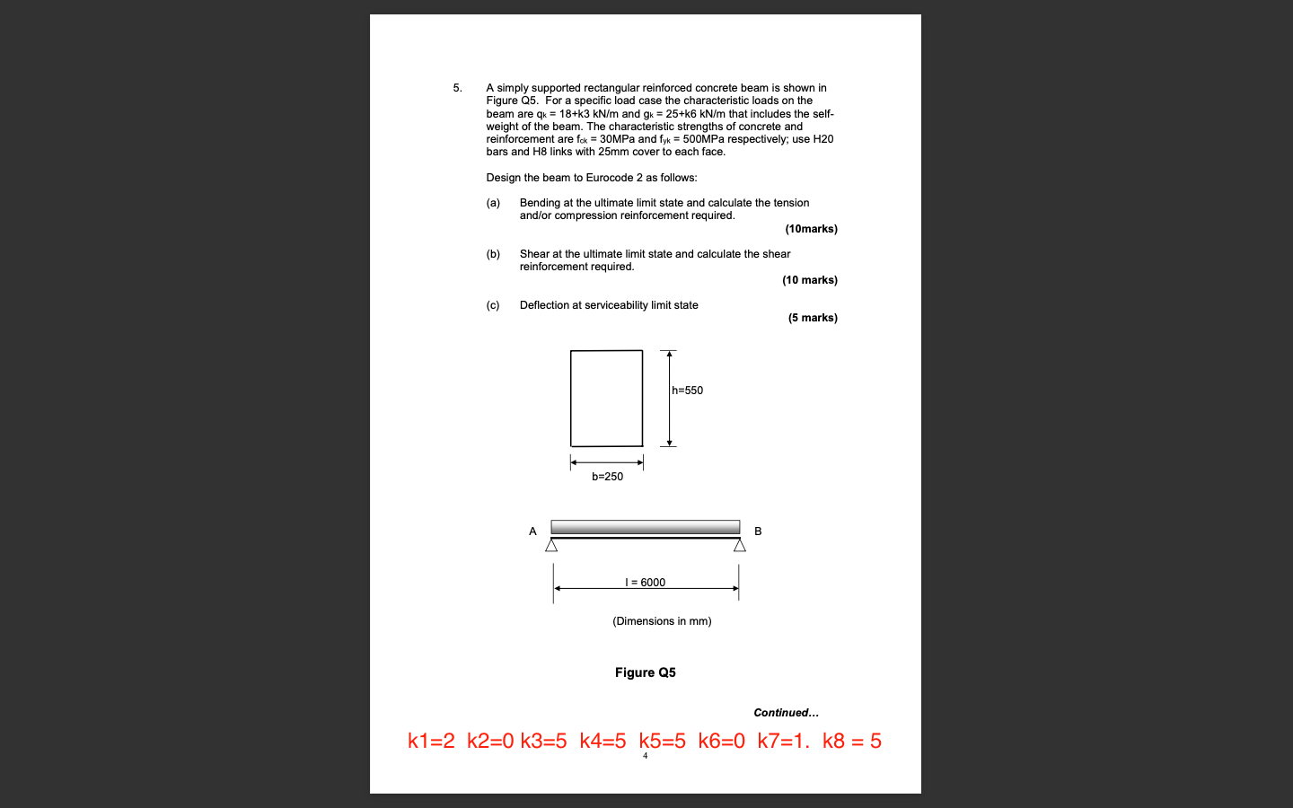 Solved 5. A simply supported rectangular reinforced concrete | Chegg.com
