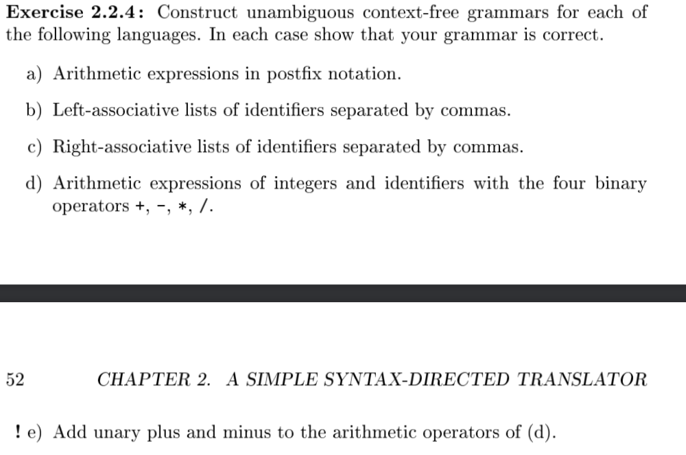 Solved Exercise 2.2.4: Construct unambiguous context-free | Chegg.com