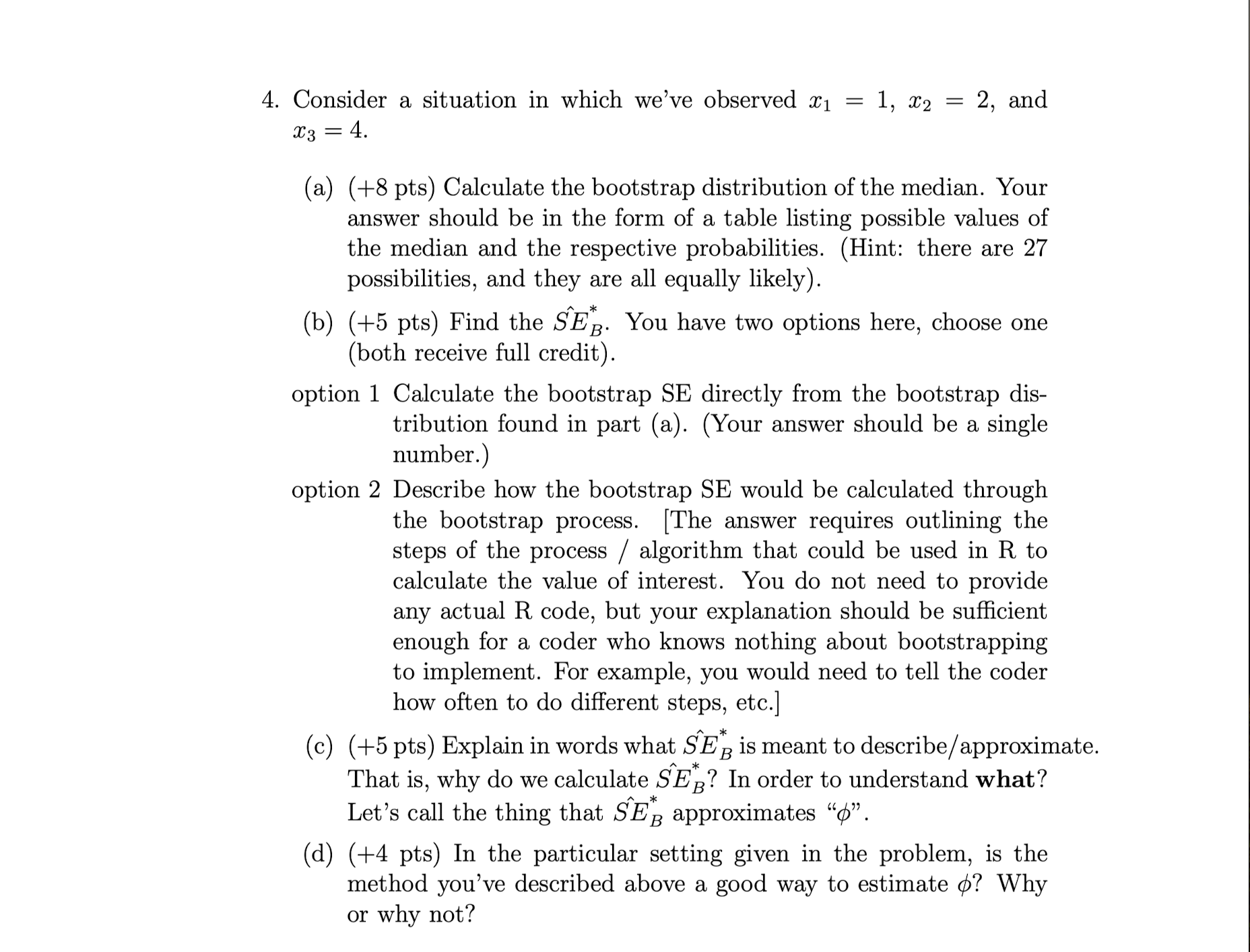 Solved 4. Consider a situation in which we've observed | Chegg.com