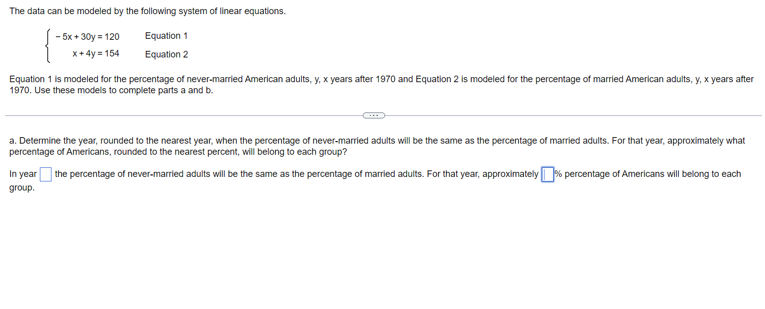 Solved The data can be modeled by the following system of | Chegg.com