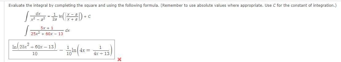 Solved Evaluate the integral by completing the square and | Chegg.com