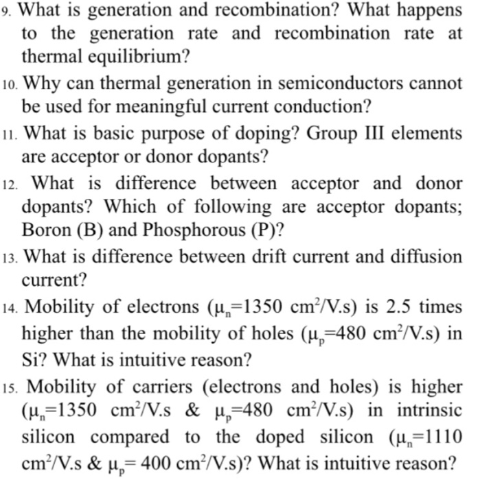 Solved What is generation and recombination? What happens to | Chegg.com