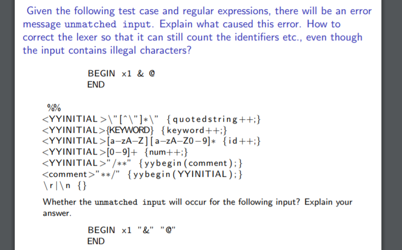 Solved Given the following test case and regular | Chegg.com