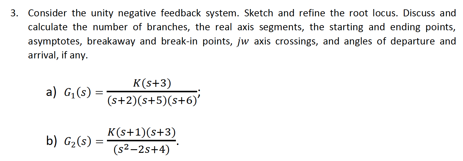 3. Consider the unity negative feedback system. | Chegg.com