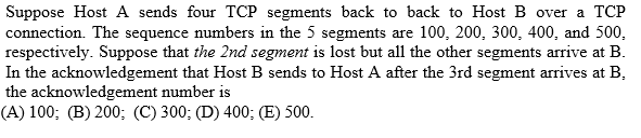 Solved Suppose Host A Sends Four Tcp Segments Back To Back 