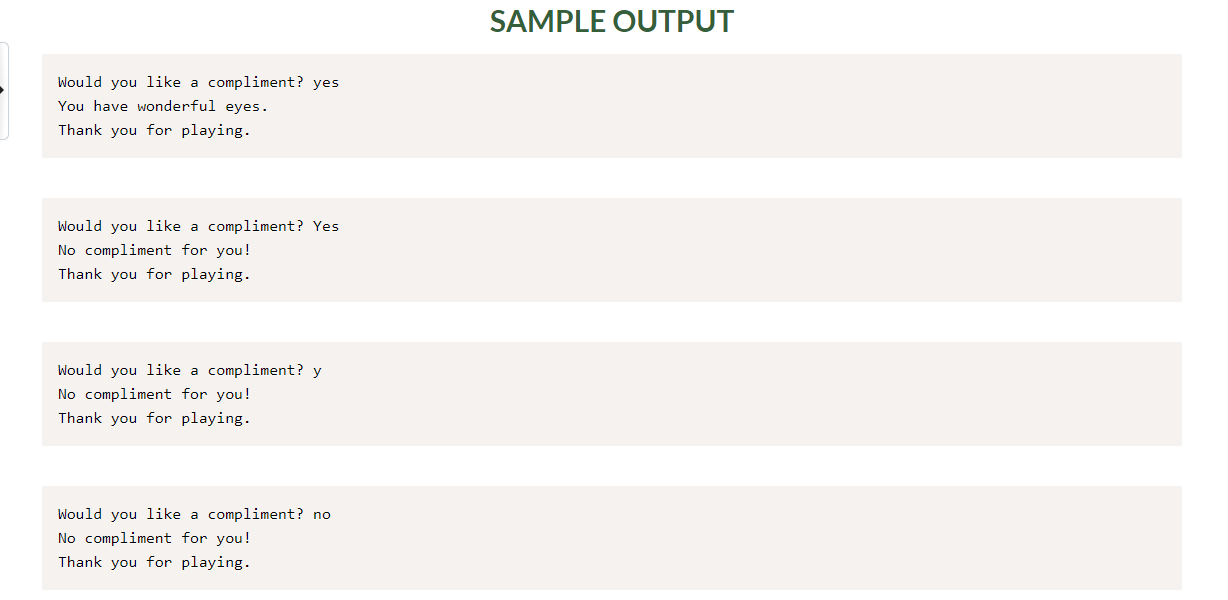 Solved Building off of compliment.py, this program goes a | Chegg.com