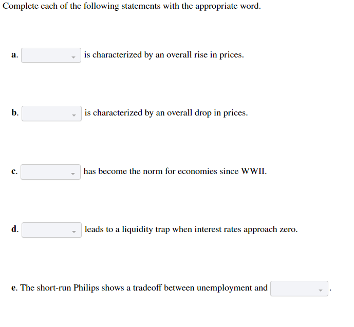 Solved Complete each of the following statements with the | Chegg.com