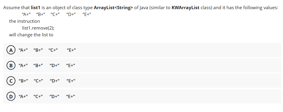 Solved Assume that list1 is an object of class type | Chegg.com
