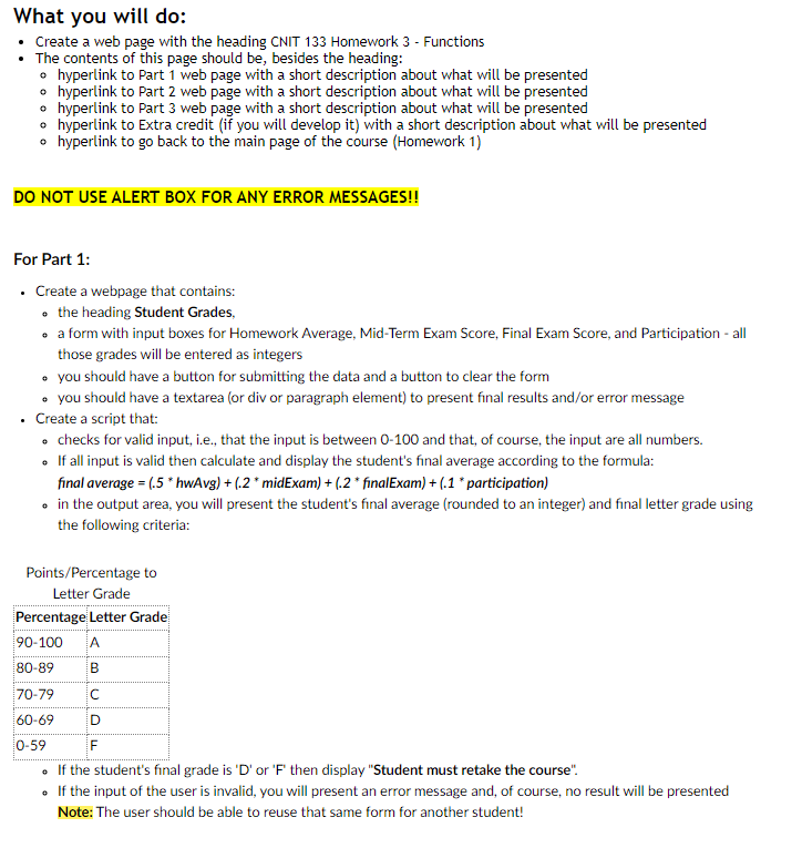 What you will do: - Create a web page with the | Chegg.com