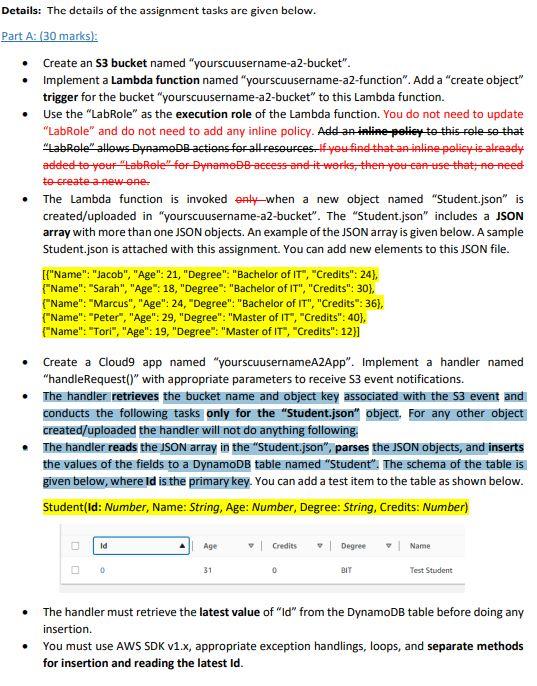Solved hi i need the java code at App.java in AWS cloud for | Chegg.com