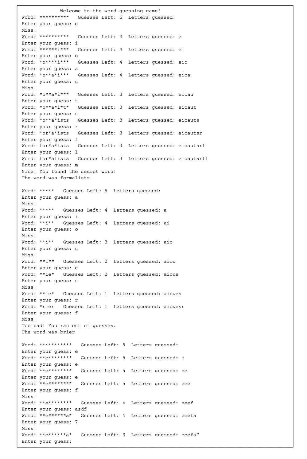 Solved We are going to create a word guessing game. In this | Chegg.com