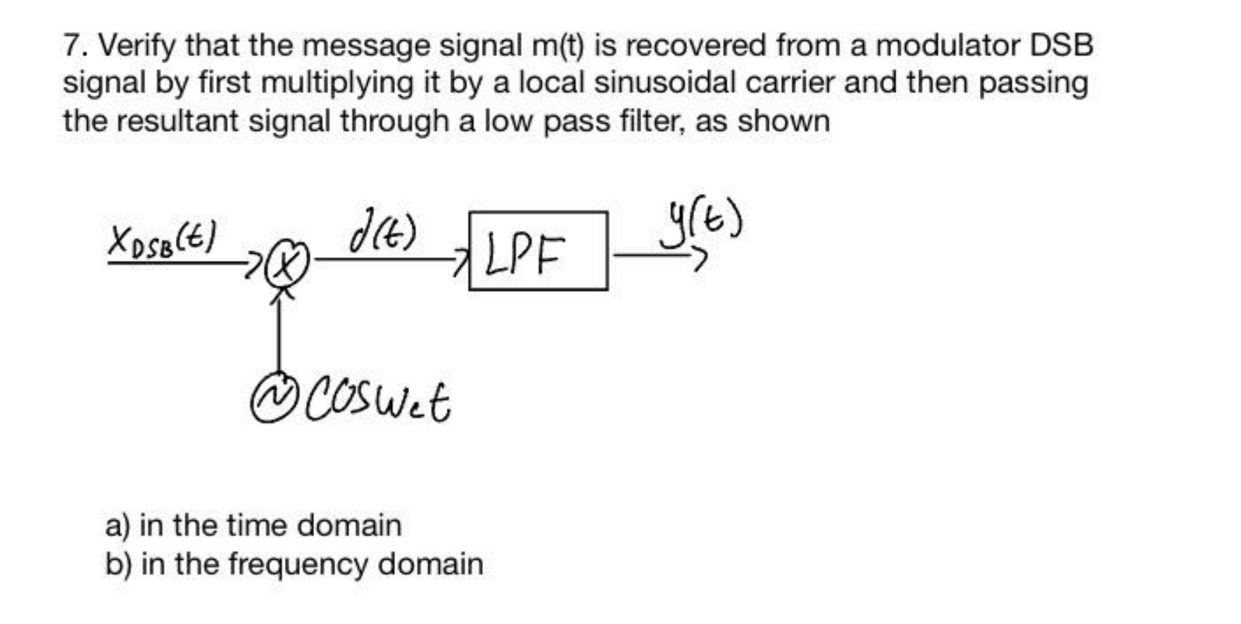 Solved 7. Verify that the message signal m(t) is recovered | Chegg.com